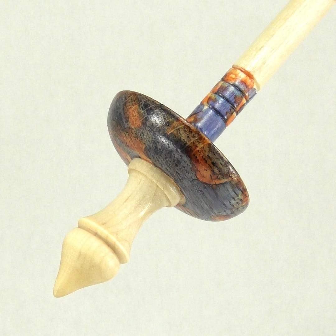 Natural Tip Tibetan Supported Spindle, Dyed Oak & Sugar Maple, Yarn ...