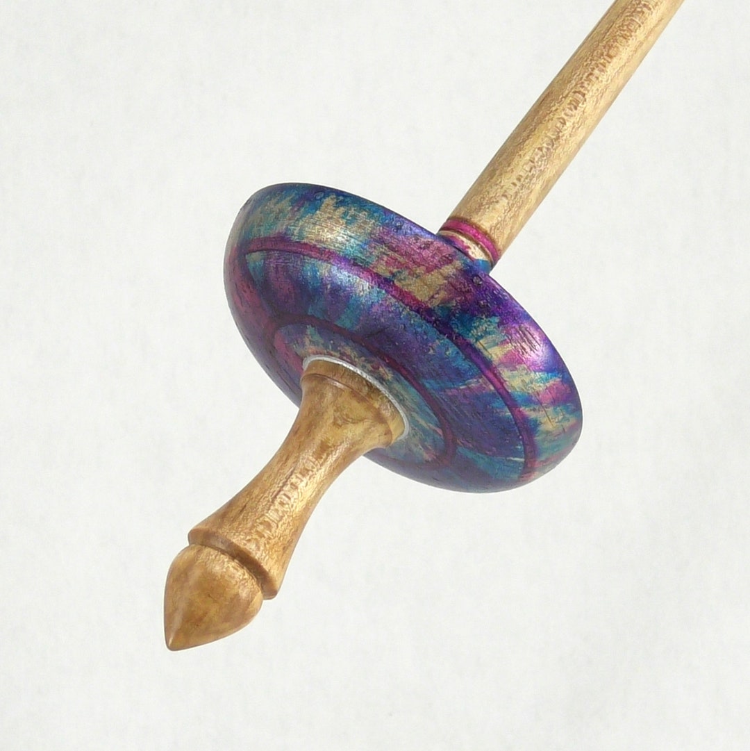 Natural Tip Tibetan Supported Spindle, Dyed Oak & Figured Maple, Yarn ...