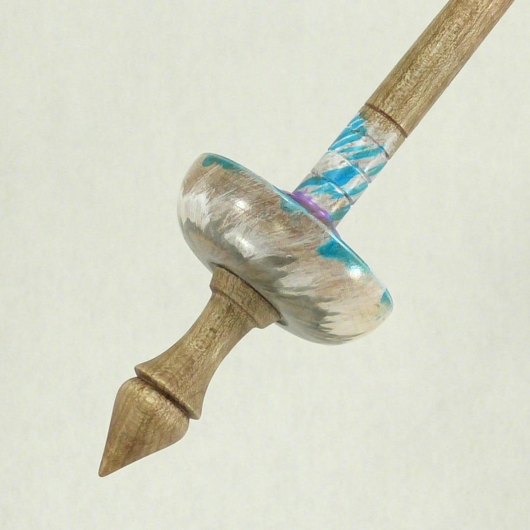 Natural Tip Tibetan Supported Spindle, Dyed Figured Maple, Yarn ...