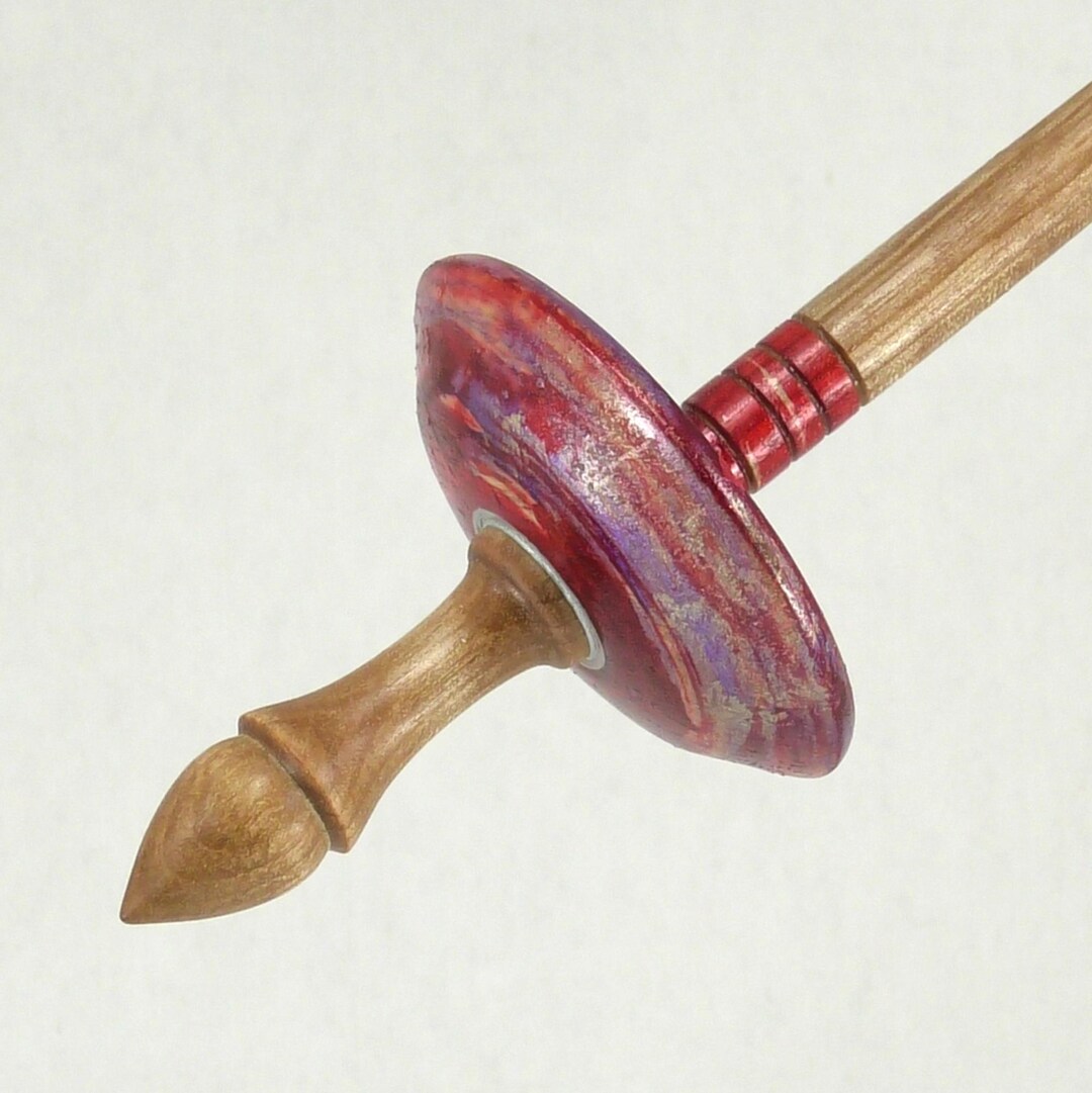 Natural Tip Tibetan Supported Spindle, Dyed Oak & Yellow Birch, Yarn ...