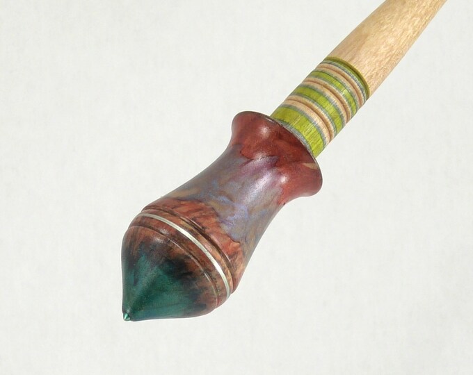 Brass Tipped Russian Support Spindle, Dyed Apple & Sugar Maple, Yarn ...