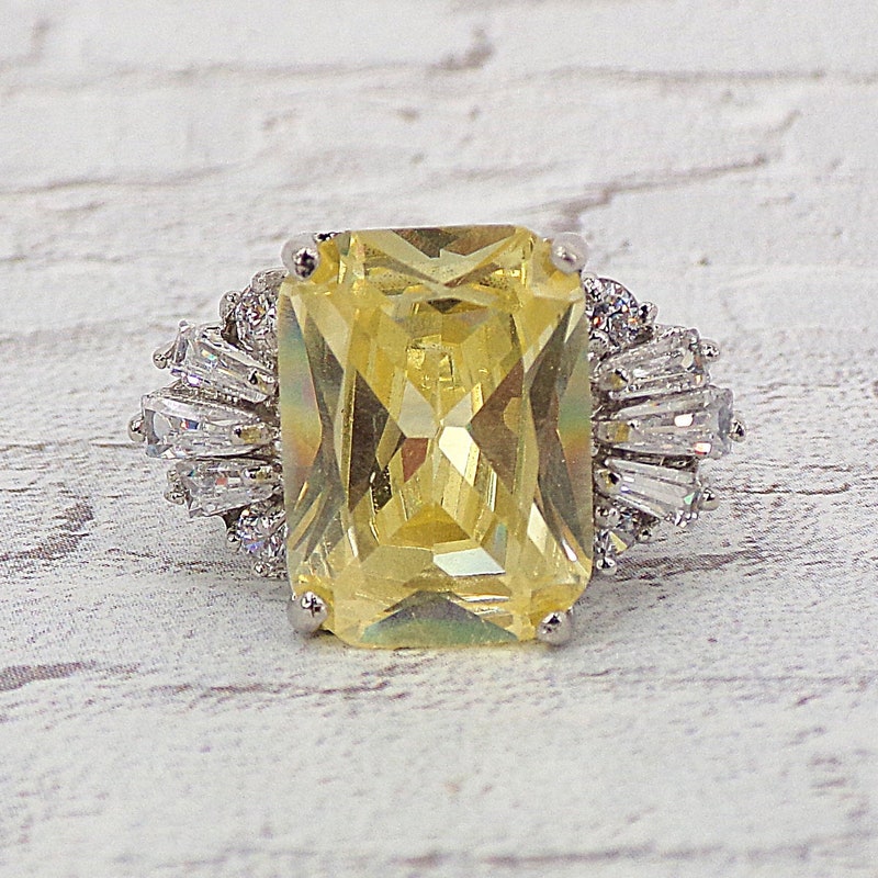 Yellow Stone Ring - Etsy