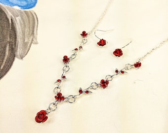 Red Rose Necklace - Etsy