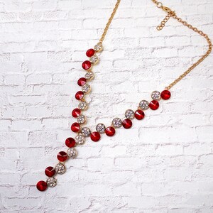 Red Crystal Y Necklace Design Creatred With All Red Round Crystals and ...