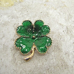 Green Four Leaf Clover Pin Brooch Created in Shiny Green Enamel Finish ...