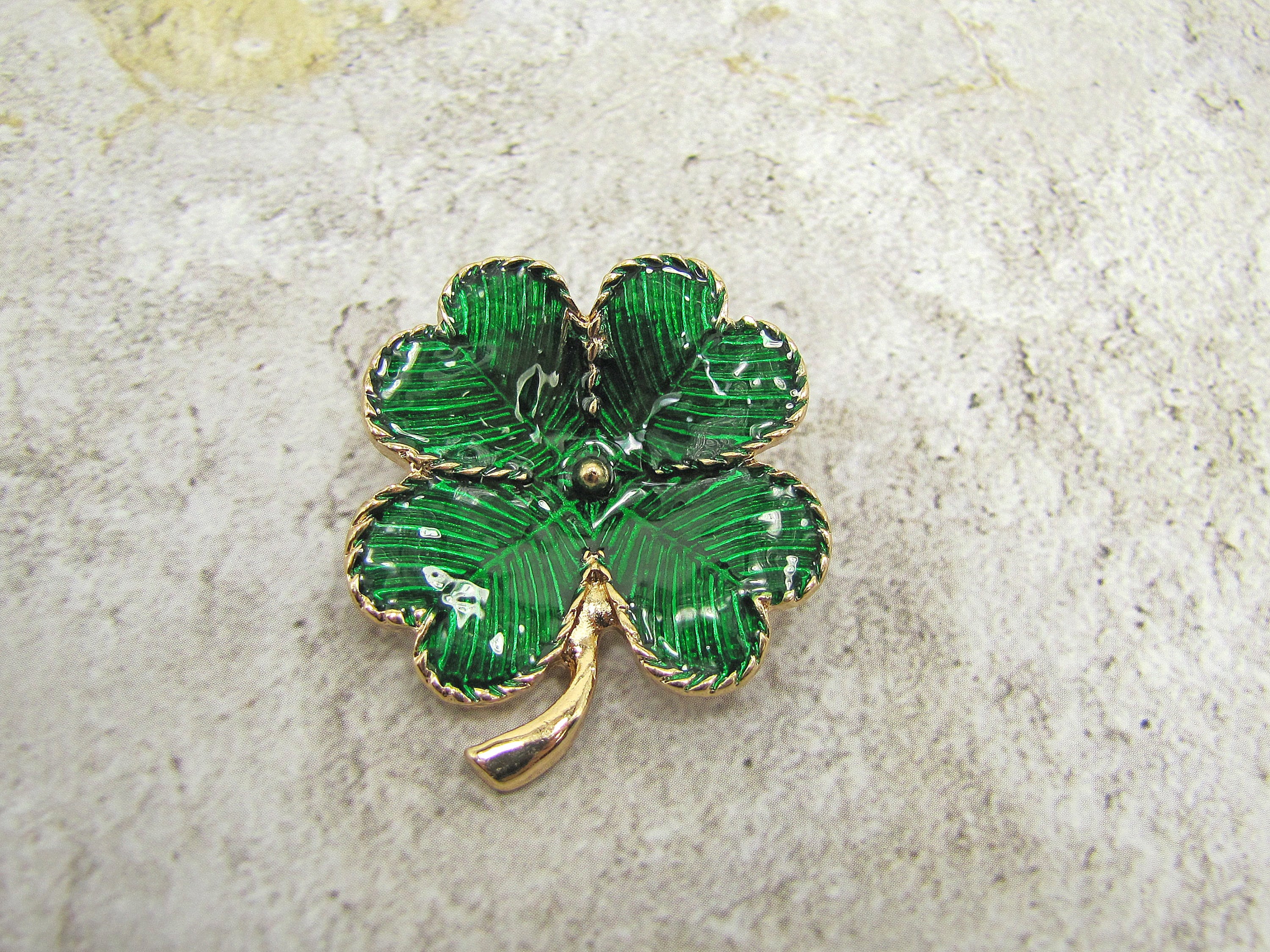 Green Four Leaf Clover Pin Brooch Created in Shiny Green - Etsy
