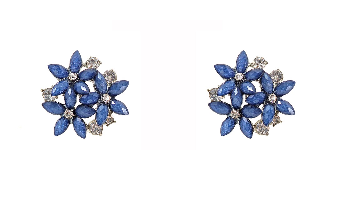 Blue Crystal Flower Earrings Created With Layers of Round Blue Color ...