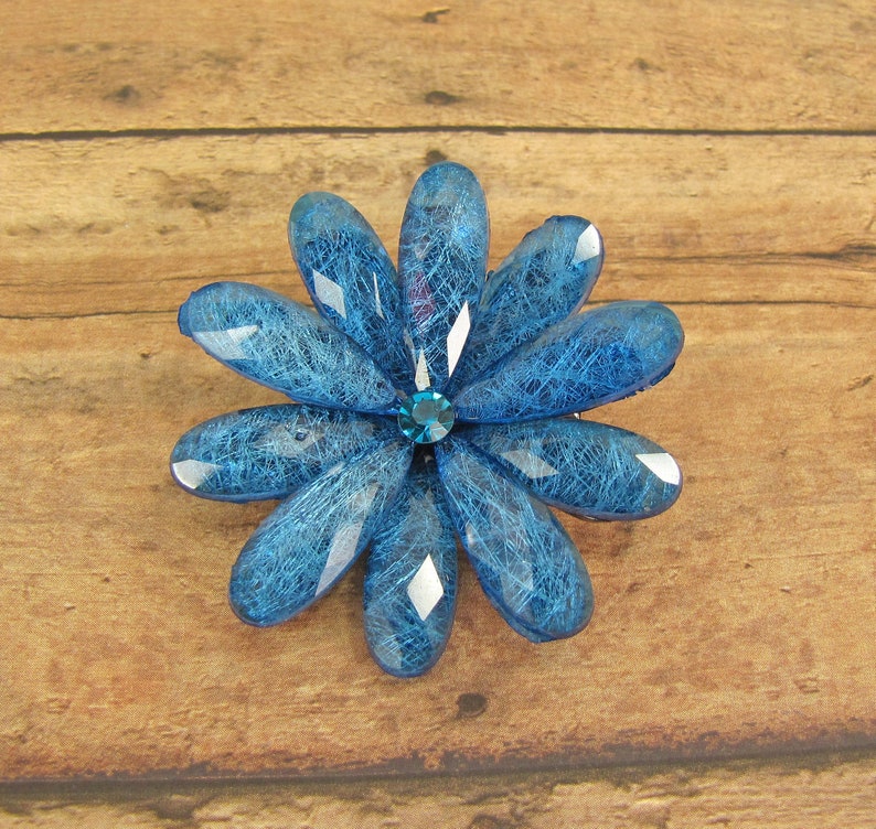 Sparking Blue Flower Pin Brooch With Each Pedal of the Flower | Etsy