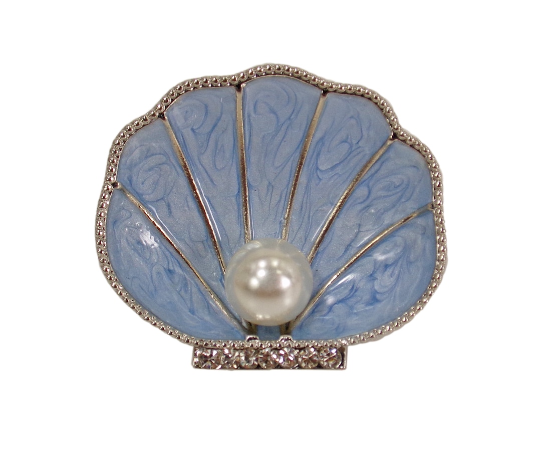 Pretty Light Blue Sea Shell Pin Brooch Designed With a White Pearl in ...