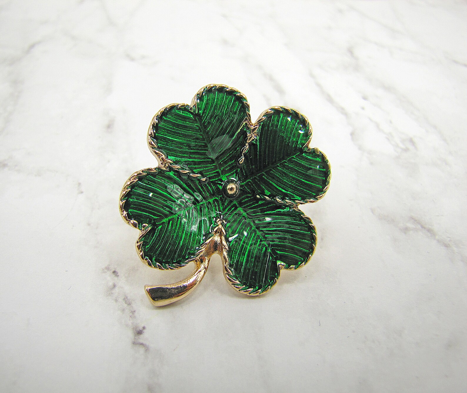 Green Four Leaf Clover Pin Brooch Created in Shiny Green | Etsy