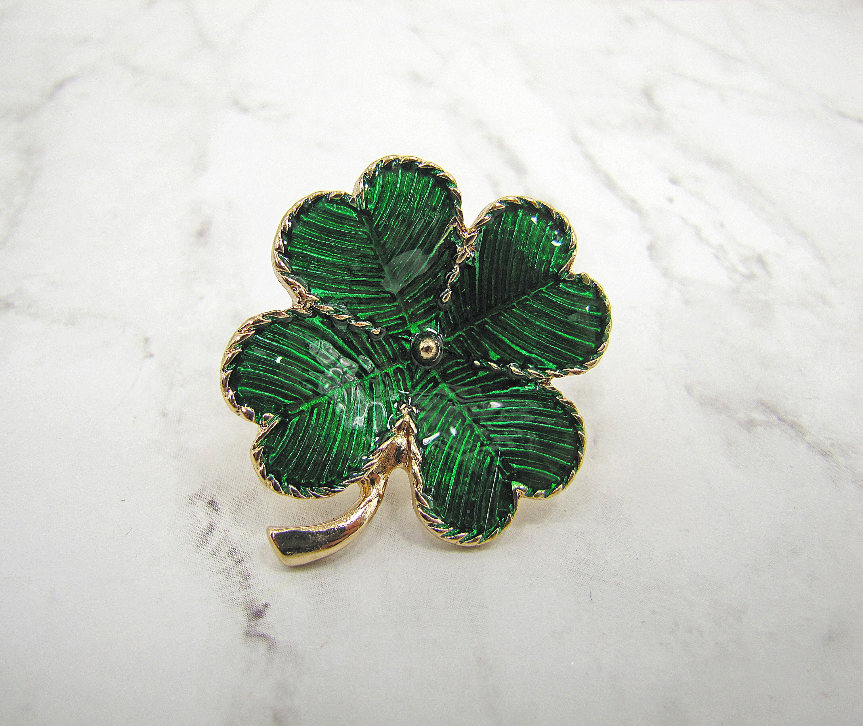 Green Four Leaf Clover Pin Brooch Created in Shiny Green - Etsy