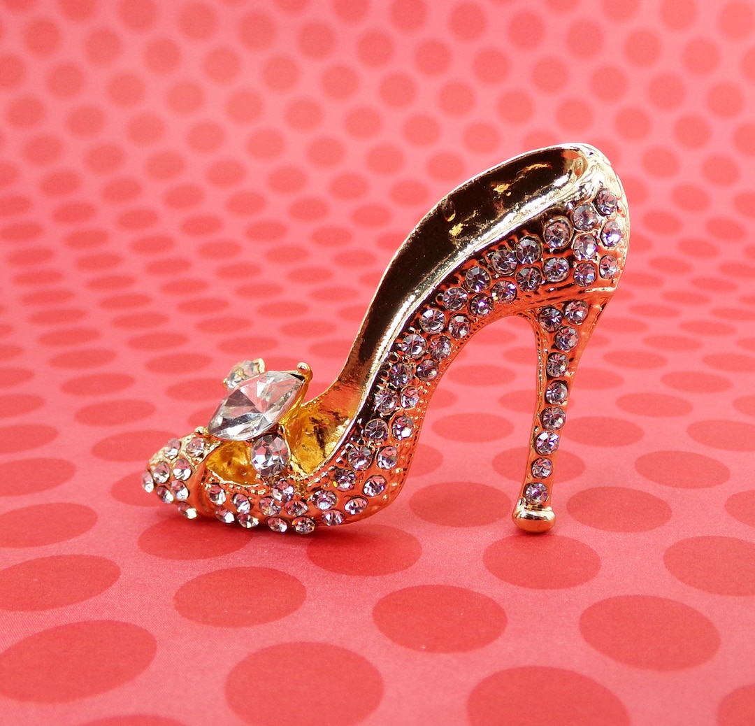 Gold Crystal High Heel Shoe Pin Brooch With All Clear Crystals ...