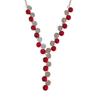 Red Crystal Y Necklace Design Creatred With All Red Round Crystals and ...