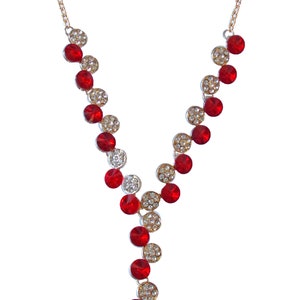 Red Crystal Y Necklace Design Creatred With All Red Round Crystals and ...