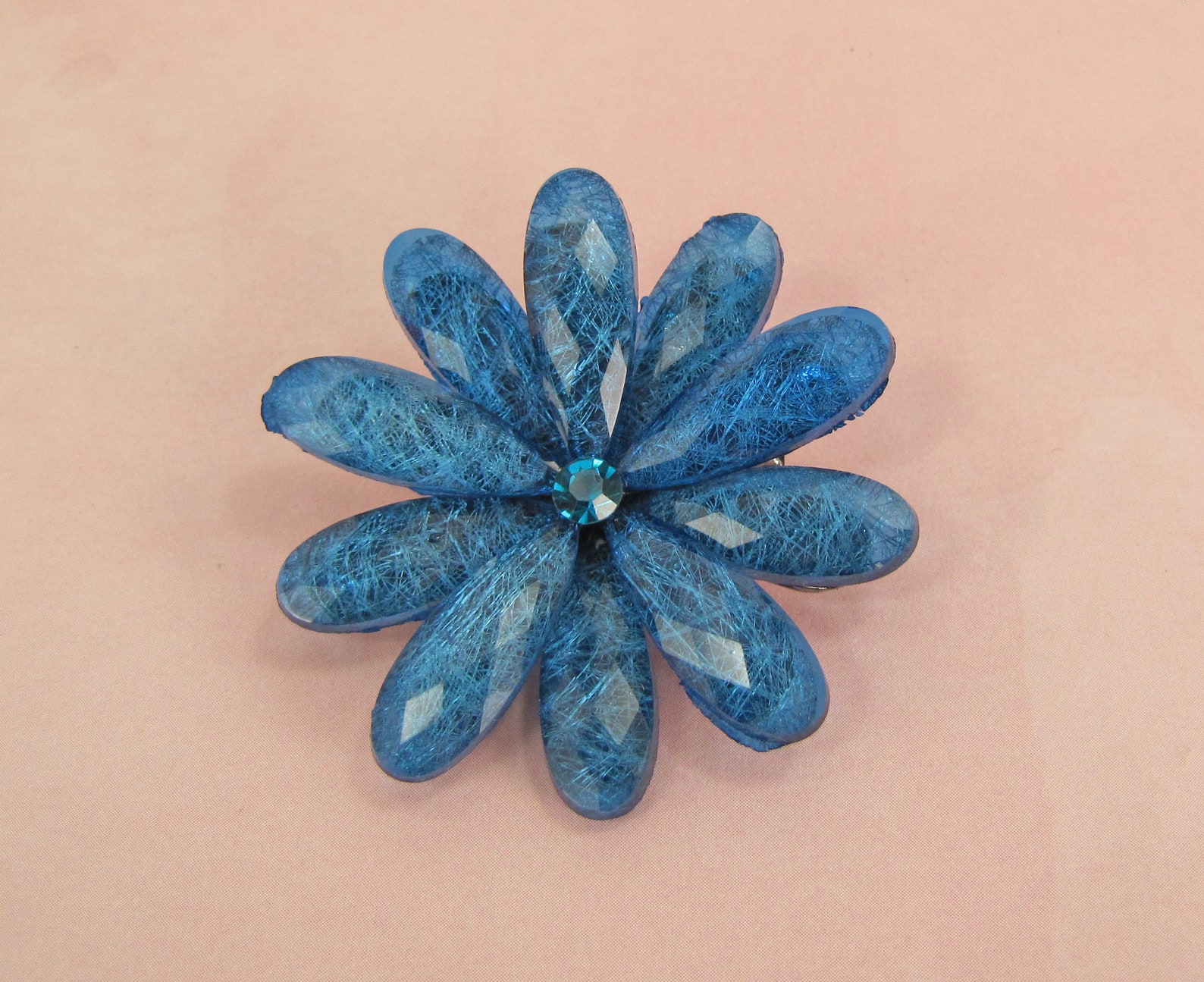 Sparking Blue Flower Pin Brooch With Each Pedal of the Flower | Etsy