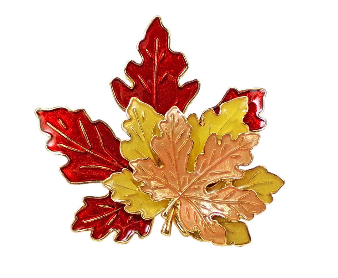 Leaf Pin Brooch in Multiple Colors Created With Three Leaves on Top of ...