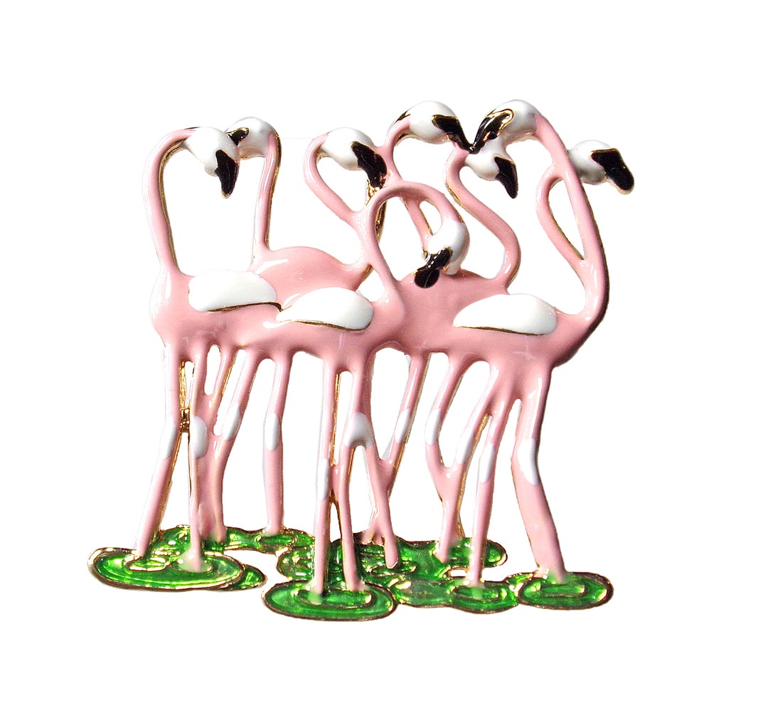 Pretty Pink Flamingo Pin Brooch Created With Multiple Flamingos in a ...