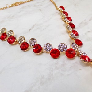 Red Crystal Y Necklace Design Creatred With All Red Round Crystals and ...