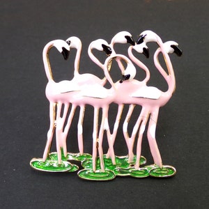 Pretty Pink Flamingo Pin Brooch Created With Multiple Flamingos in a ...