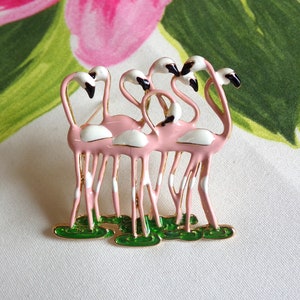 Pretty Pink Flamingo Pin Brooch Created With Multiple Flamingos in a ...