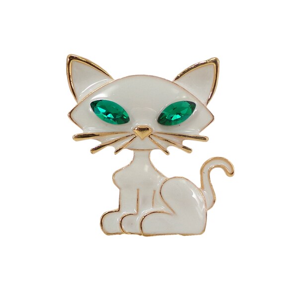 White Cat Pin - Etsy