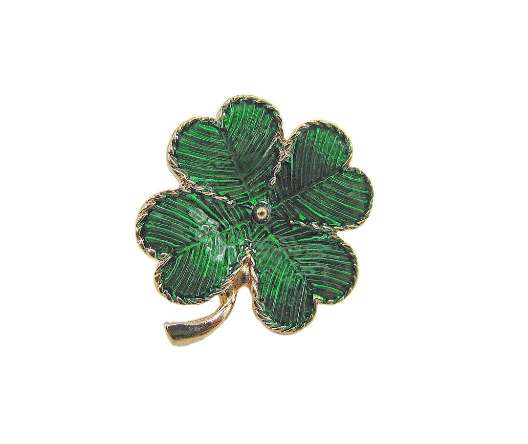 Green Four Leaf Clover Pin Brooch Created in Shiny Green Enamel Finish ...