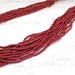 Long Red Berry Color Seed Bead Necklace With Wood Beads. Multi Strand ...