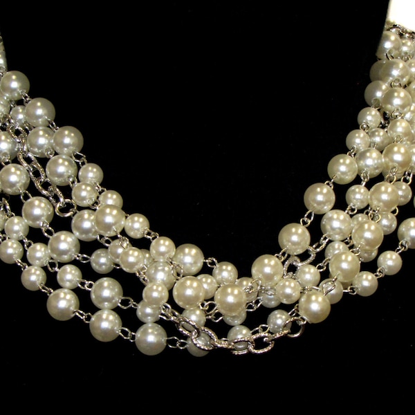 Multi Strand Pearl Necklace - Etsy