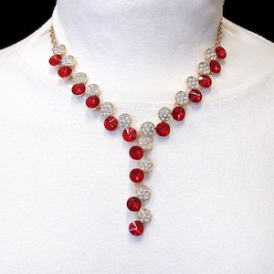 Red Crystal Y Necklace Design Creatred With All Red Round Crystals and ...