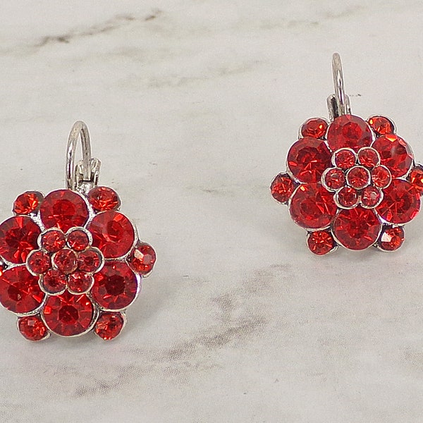 Red Crystal Earrings - Etsy