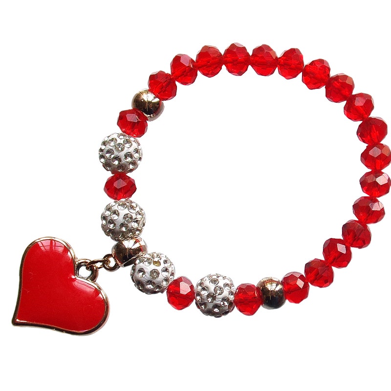 Red Heart Bracelet - Etsy