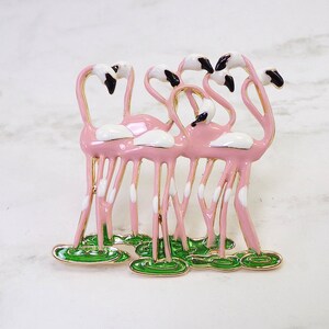 Pretty Pink Flamingo Pin Brooch Created With Multiple Flamingos in a ...