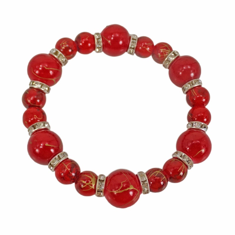 Red Beaded Bracelet - Etsy