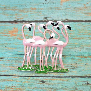 Pretty Pink Flamingo Pin Brooch Created With Multiple Flamingos in a ...