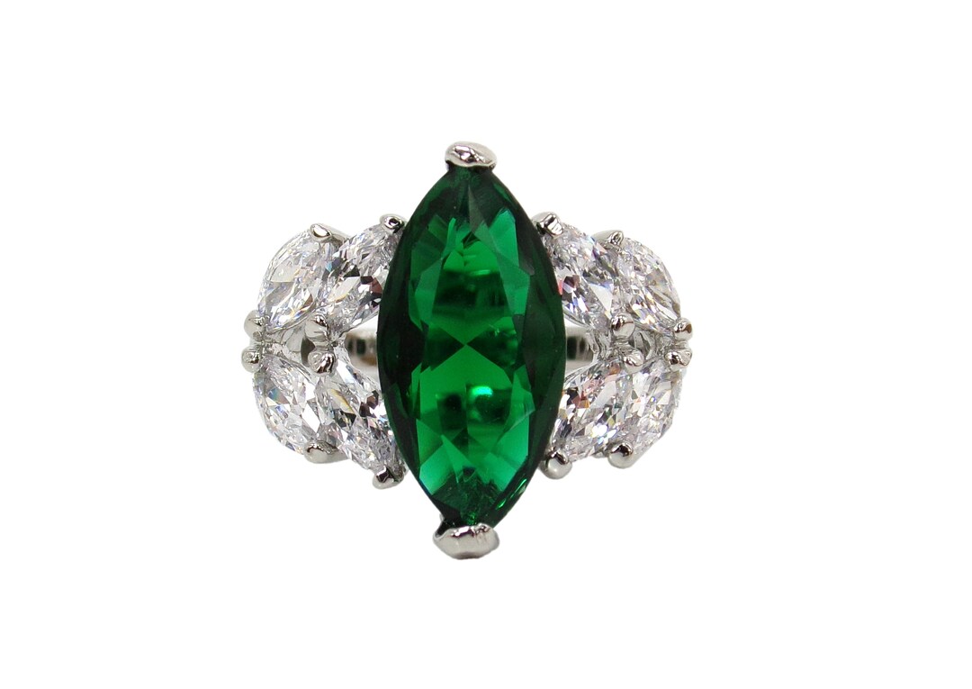 Green Marquise Stone Statement Ring Created With a Large Green Marquise ...
