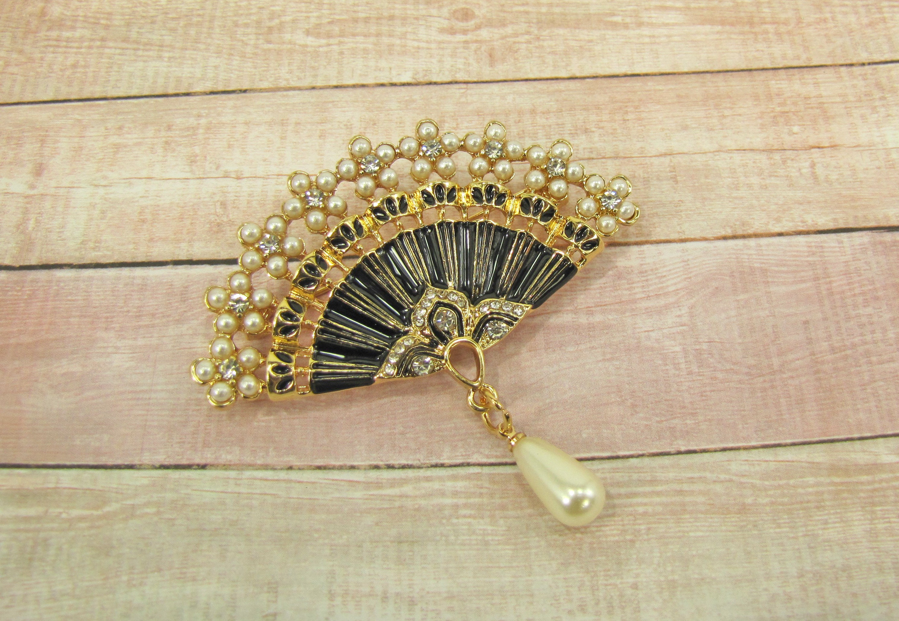 Vintage Inspired and Elegant Fan Brooch Pin Created With Beautiful ...