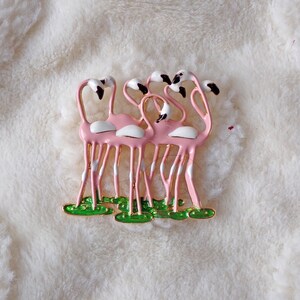 Pretty Pink Flamingo Pin Brooch Created With Multiple Flamingos in a ...