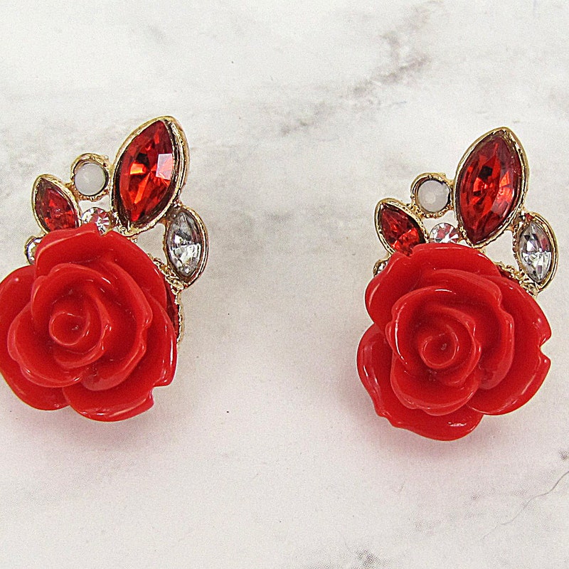 Rose Earrings - Etsy