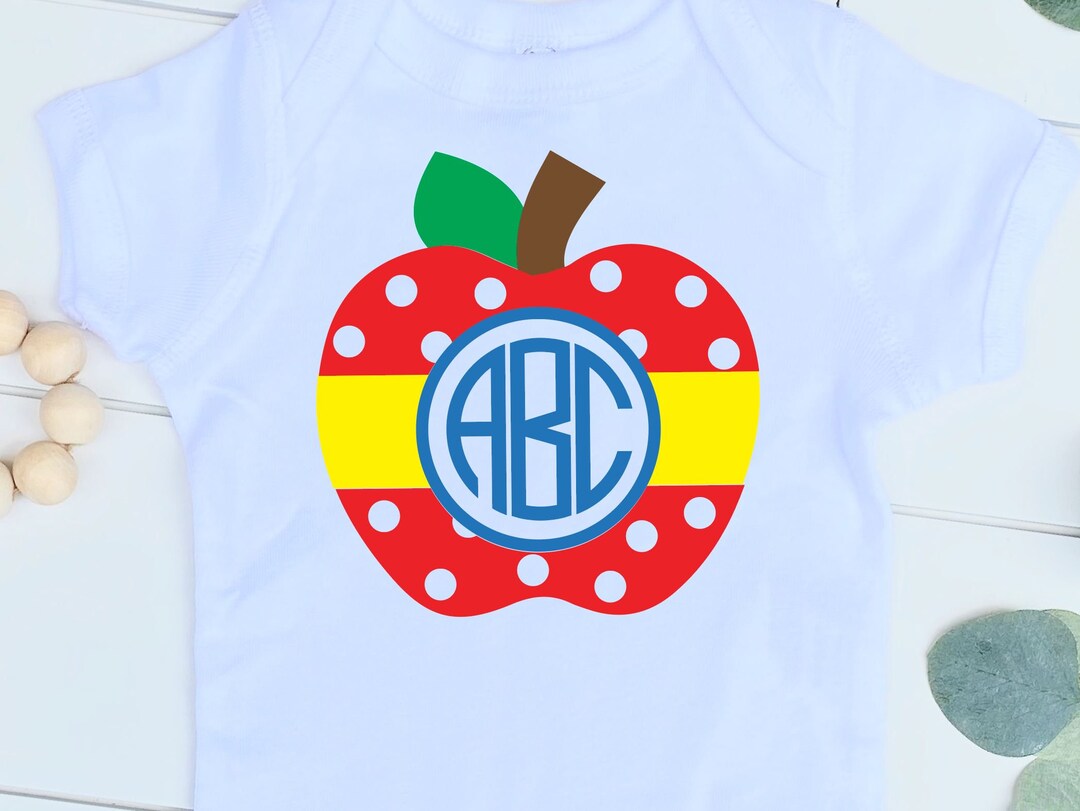Monogram Apple SVG Cut File School Apple SVG First Day of - Etsy