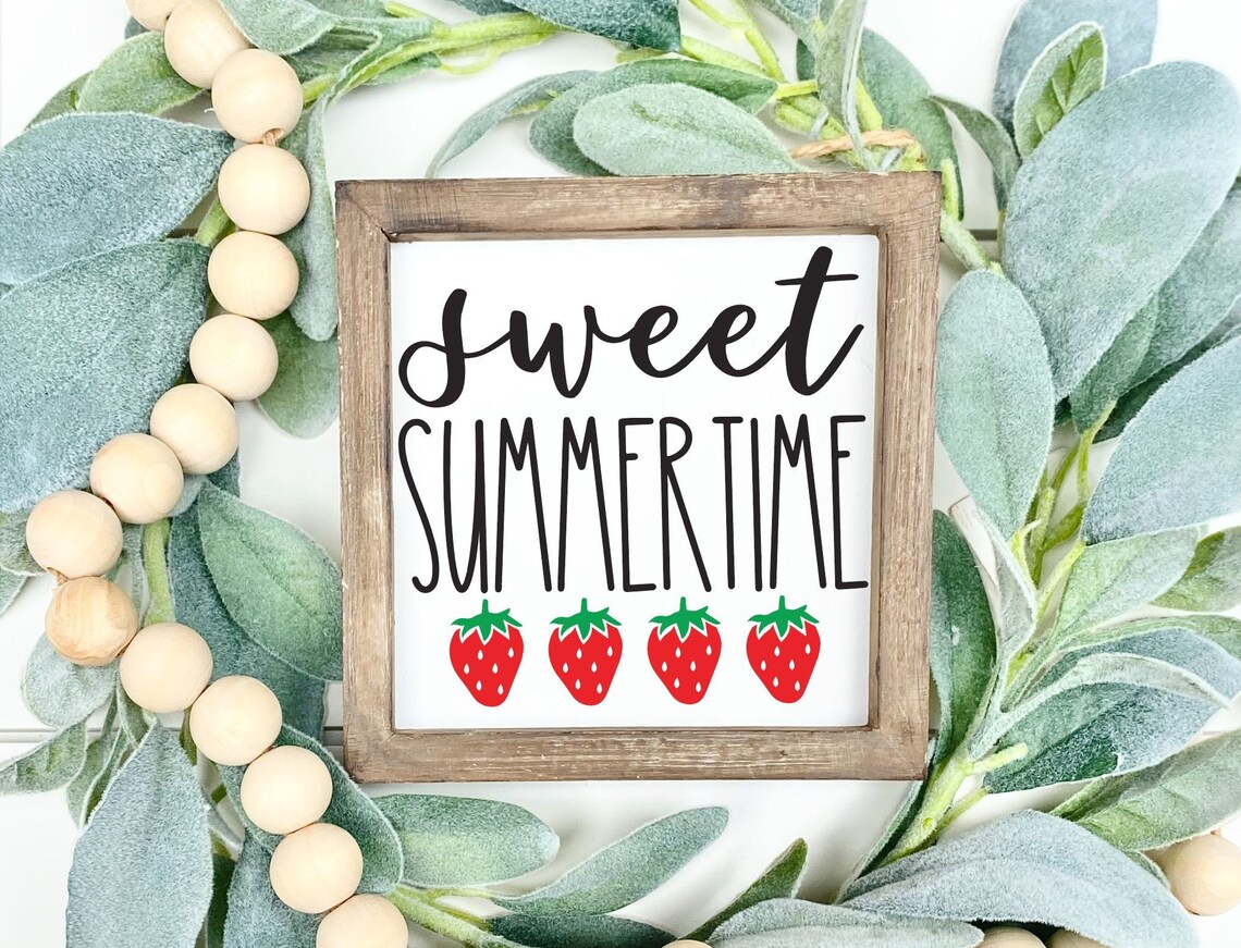 Sweet Summertime Strawberry Sign SVG Cut File Summer Sign - Etsy