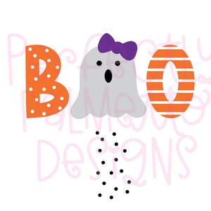 Boo Ghost With Bow SVG Cut File Girls Halloween SVG Girl Ghost SVG Kids ...