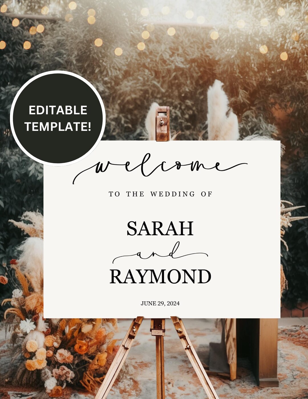 Welcome Sign, Wedding Welcome Sign Template, Simple Welcome Sign ...