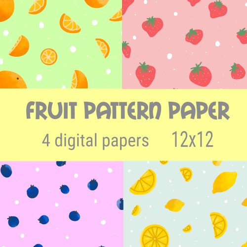 Strawberry Digital Paper Digital Background Watercolor | Etsy