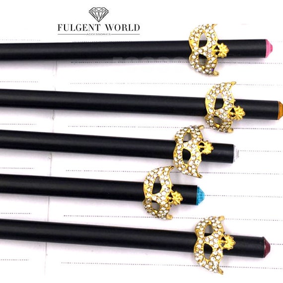 Black Pencil Mask with Crystal on top Professional Sketch and - Etsy Polska