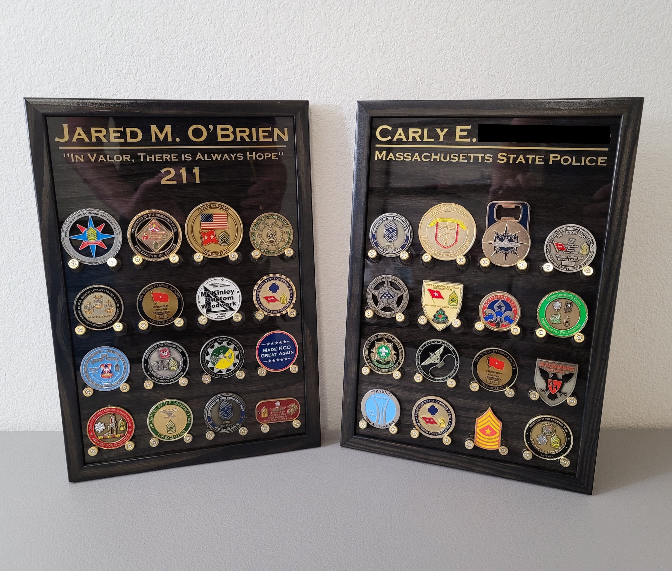 16ct Challenge Coin Display Personalized 9mm Bullet Casings - Etsy