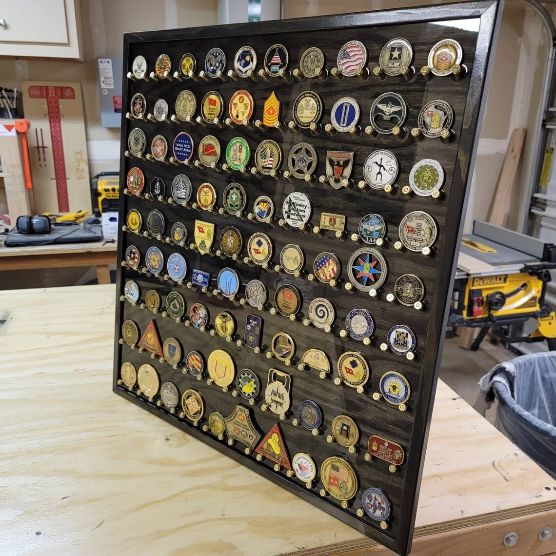 90ct Challenge Coin Display 9mm Bullet Casings Wall Mounted Military ...