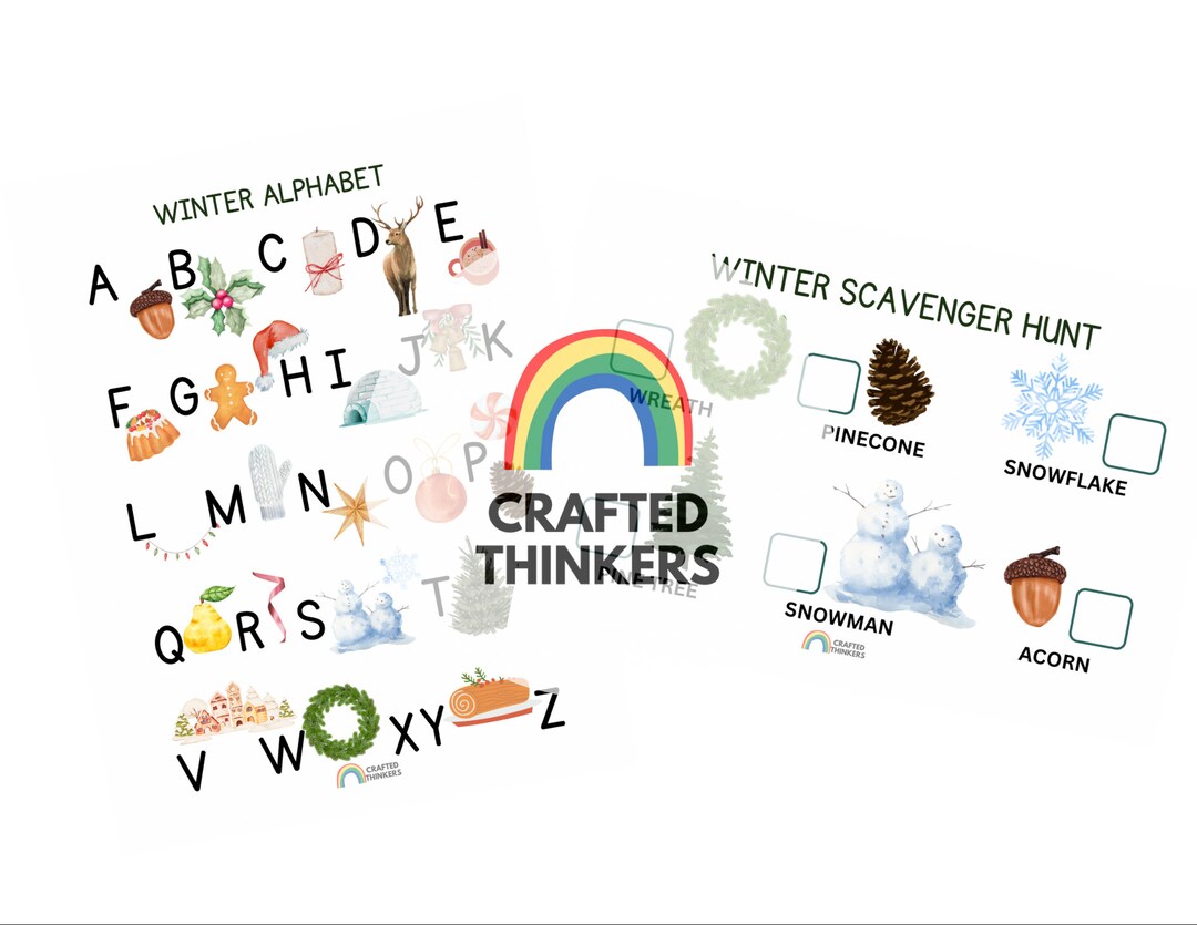 Winter Bundle, Alphabet Poster, Scavenger Hunt, Digital, Printable ...