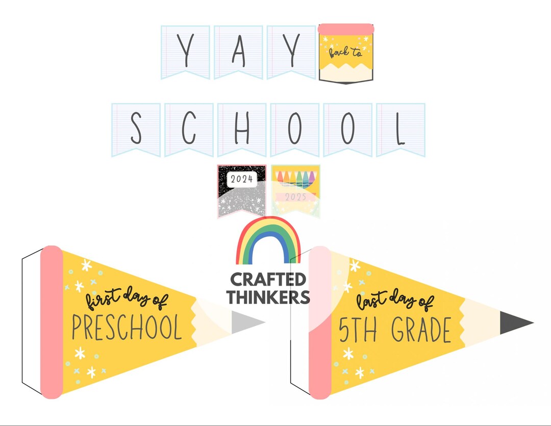 Back to School Banner and Pennant Flags, Digital Download, Printable ...