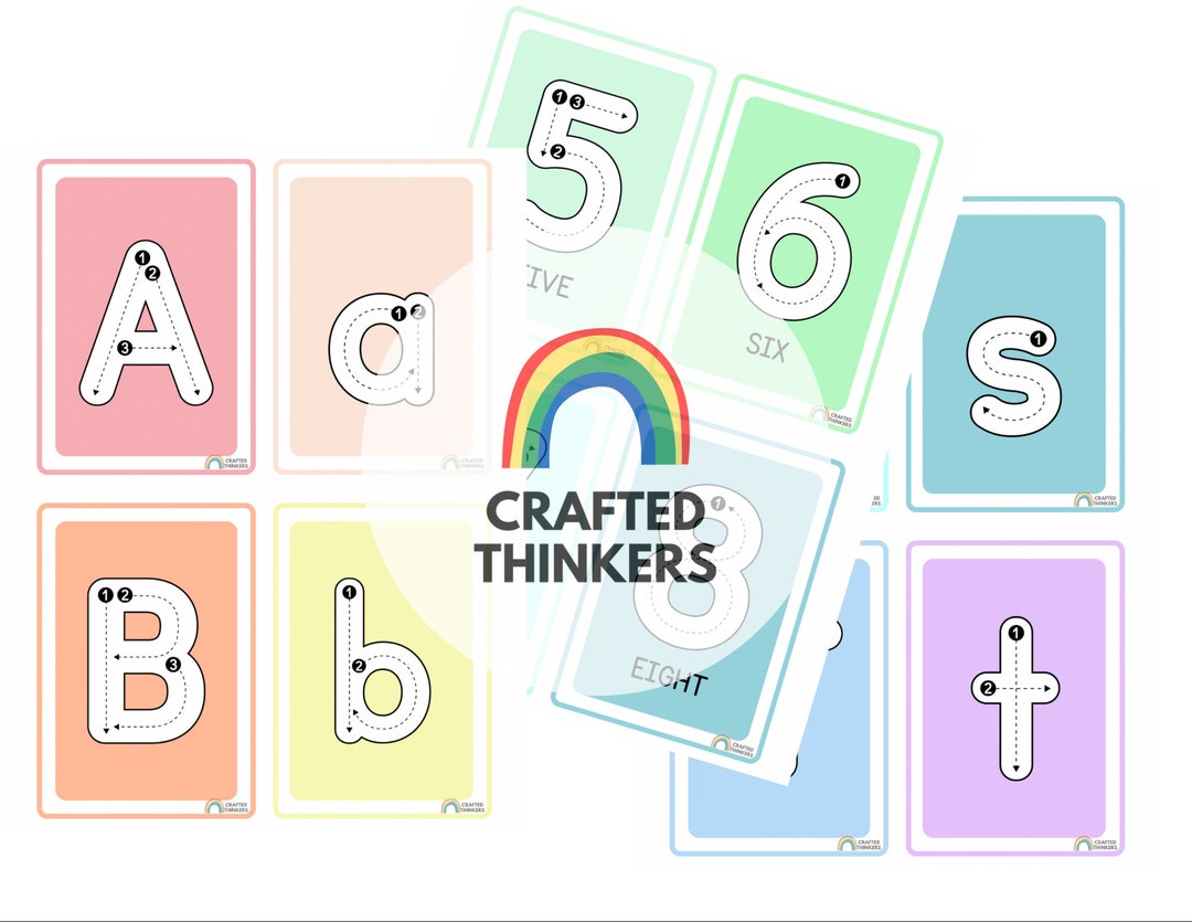 Alphabet & Number Flash Card Bundle, Handwriting, Digital Download ...