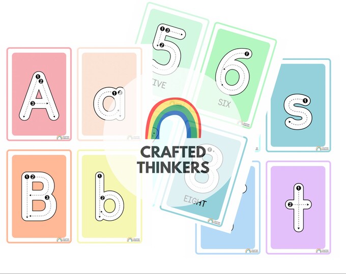 Alphabet & Number Flash Card Bundle, Handwriting, Digital Download ...